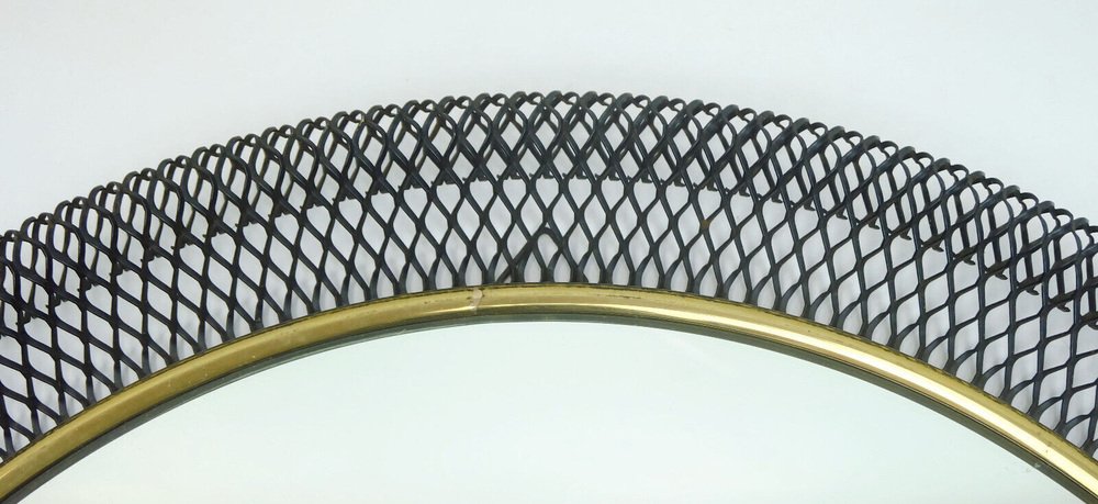 Large Mid-Century Modern Wall Mirror with Filigree Wire Mesh Frame ...