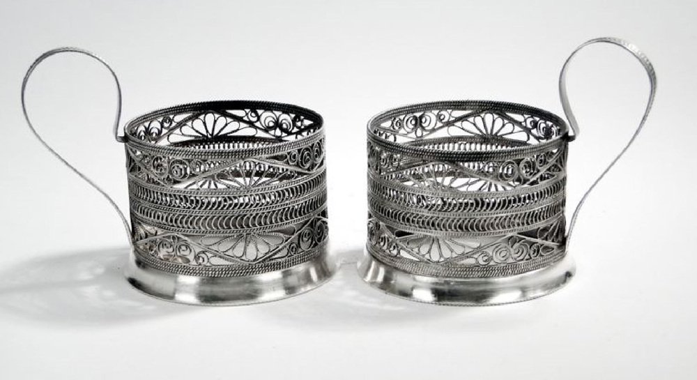 Art Deco Tea Baskets, USSR, 1950s, Set of 2 for sale at Pamono