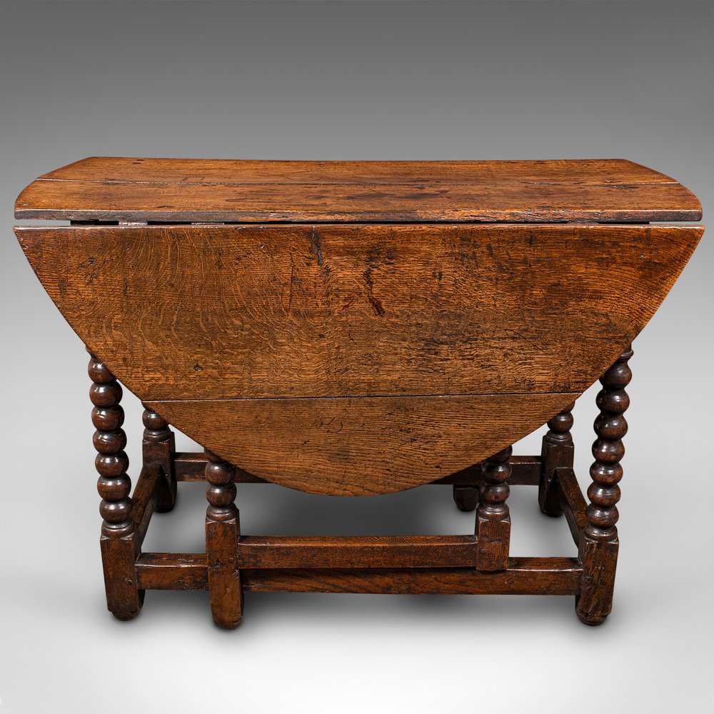 Antique English Provincial Oak Gate Leg Table for sale at Pamono