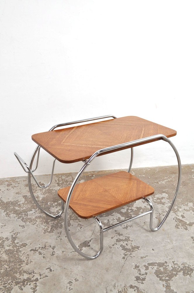 Vintage Bauhaus Style Side Table in Oak, 1940s for sale at Pamono