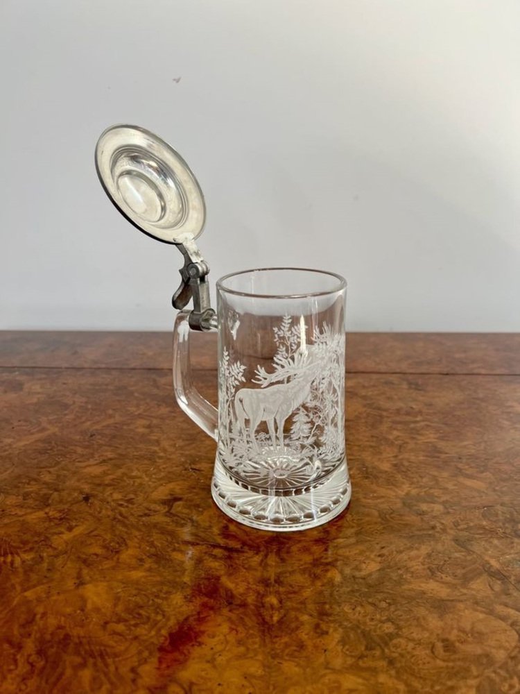 Etched Glass Tankard, 1920s for sale at Pamono