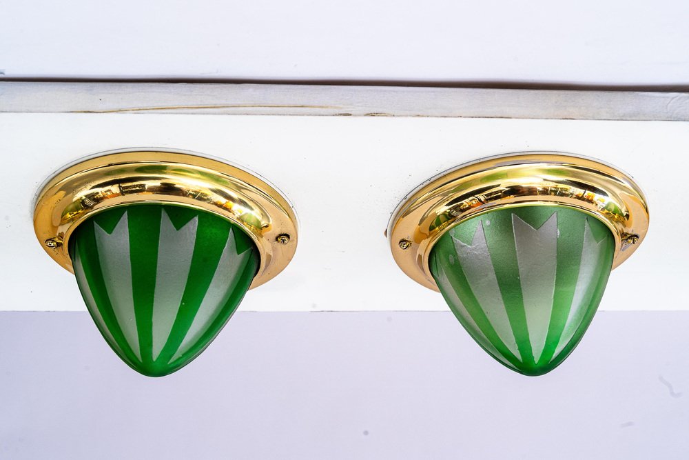 Art Deco Spotlights with Original Glass Shades, Vienna, 1920s, Set of 6 ...