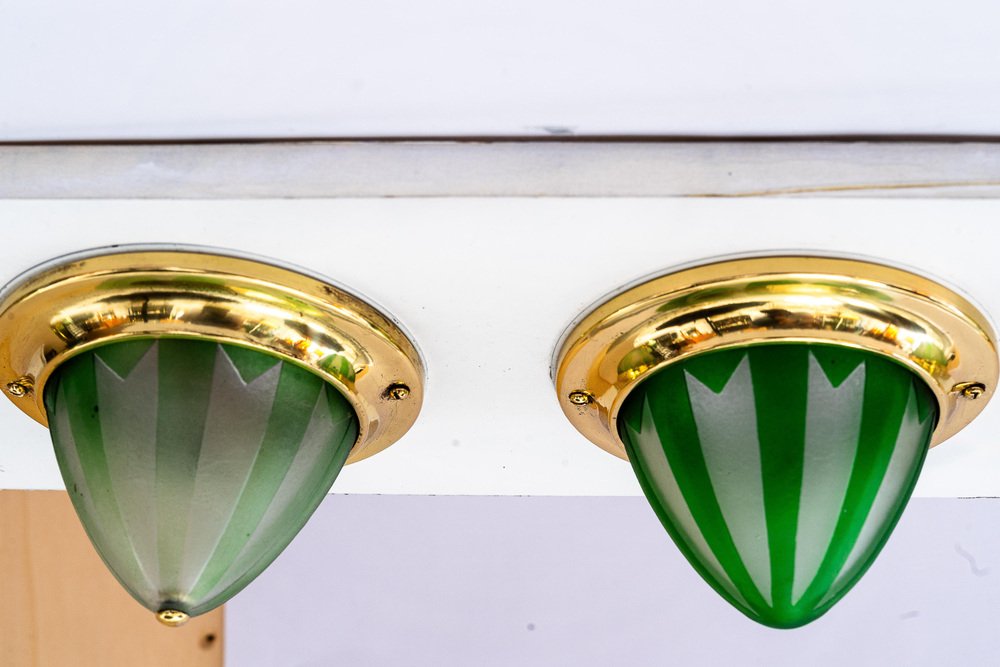 Art Deco Spotlights with Original Glass Shades, Vienna, 1920s, Set of 6 ...