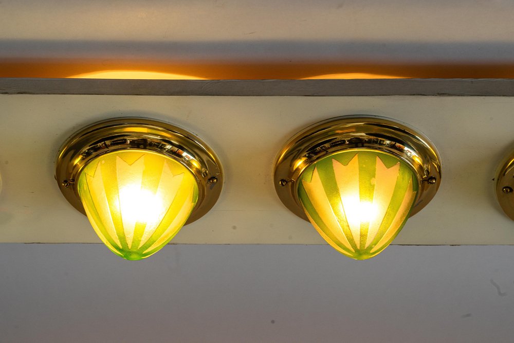 Art Deco Spotlights with Original Glass Shades, Vienna, 1920s, Set of 6 ...