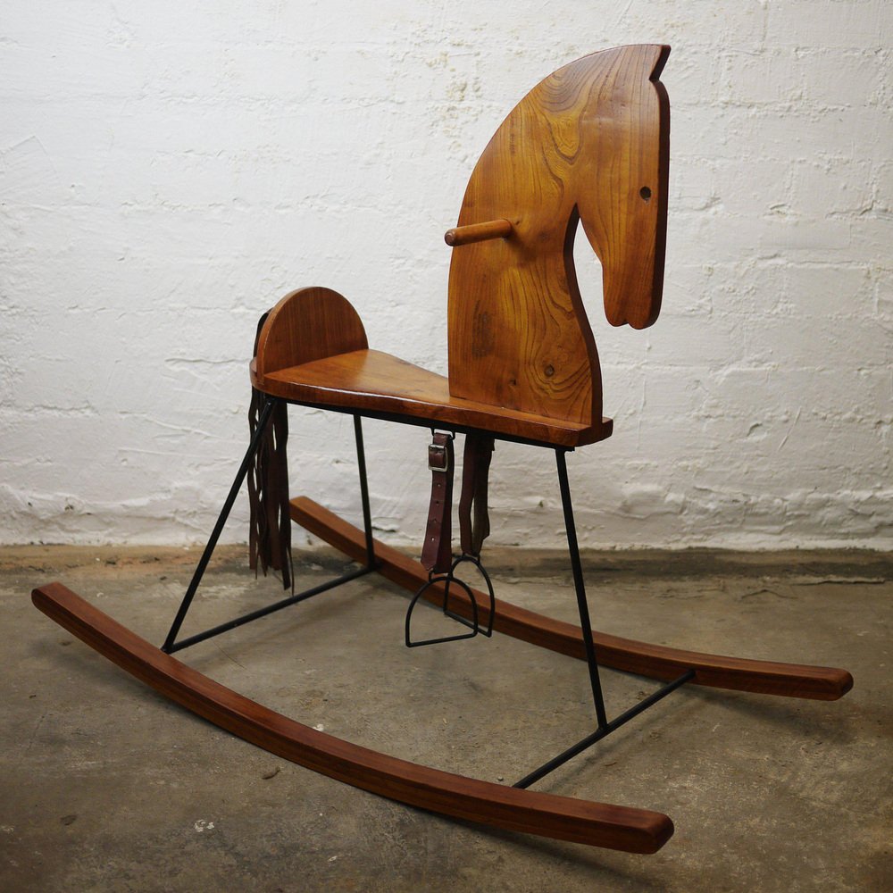 Mid-Century Elm Children's Rocking Horse, 1950s for sale at Pamono