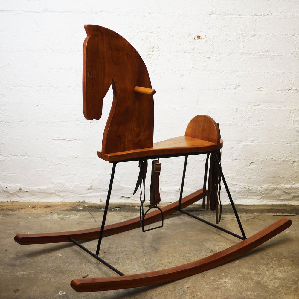 Mid-Century Elm Children's Rocking Horse, 1950s for sale at Pamono