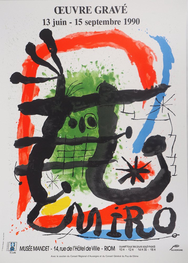 Joan Miro, Figur mit Hut und Stern, 1990er, Lithografisches Poster bei ...