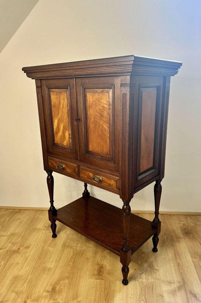 Victorian Mahogany and Satinwood Side Cabinet, 1880s for sale at Pamono
