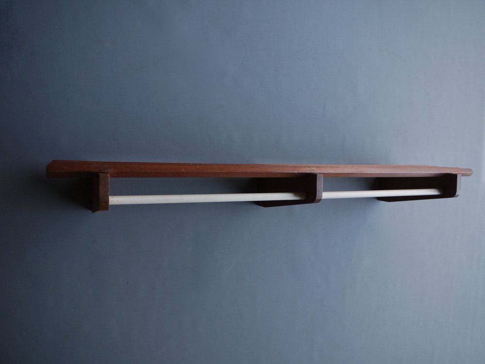 Vintage Teak Wall Mounted Clothes Rack, 1960s for sale at Pamono