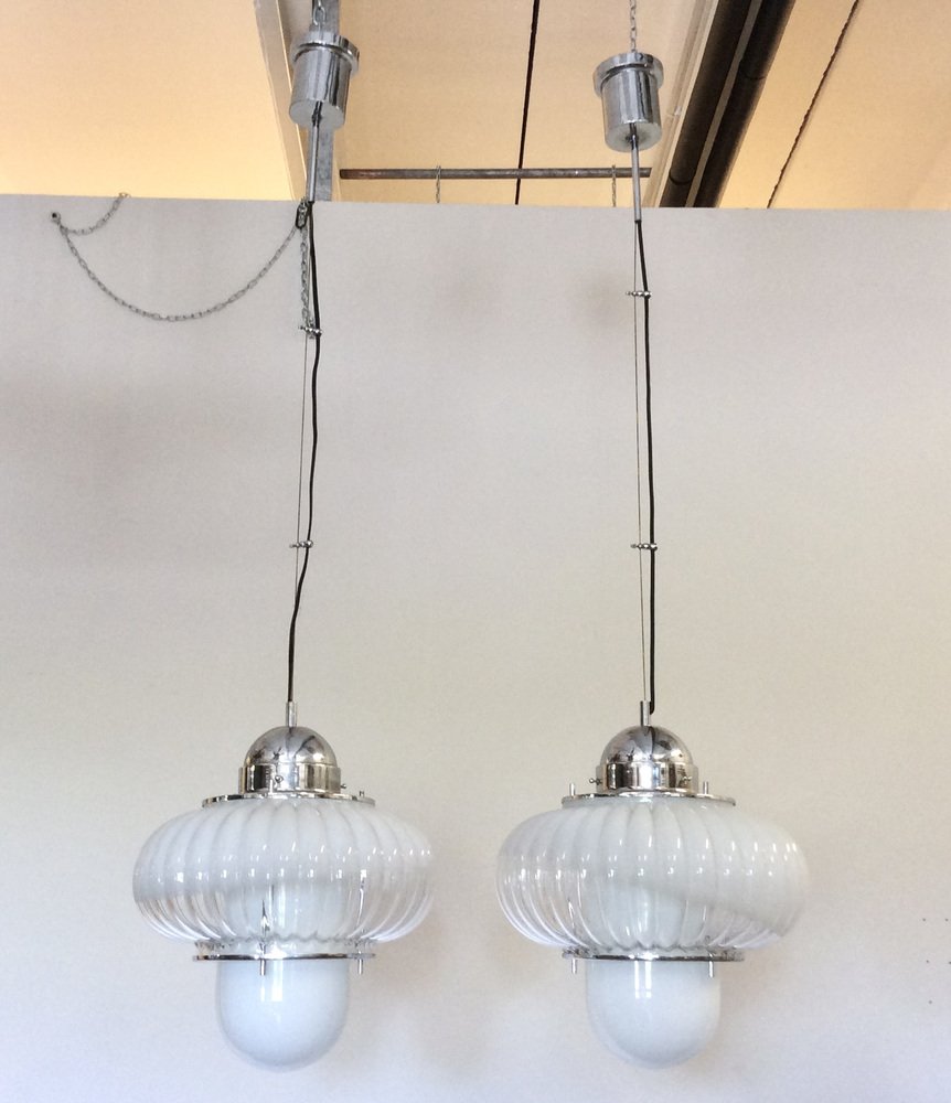 Glass Ceiling Lights, 1970s, Set of 2 for sale at Pamono