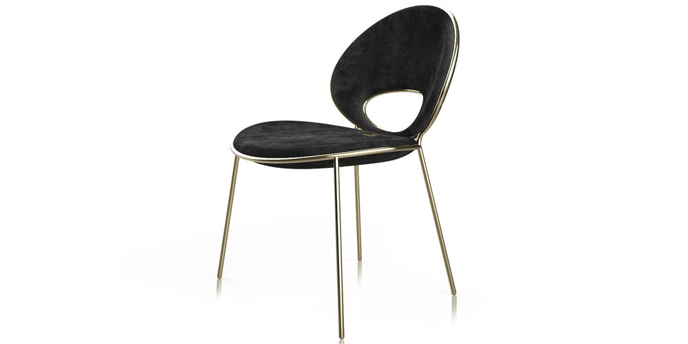 Black Pearl Chairs by Alma De Luce, Set of 6 for sale at Pamono