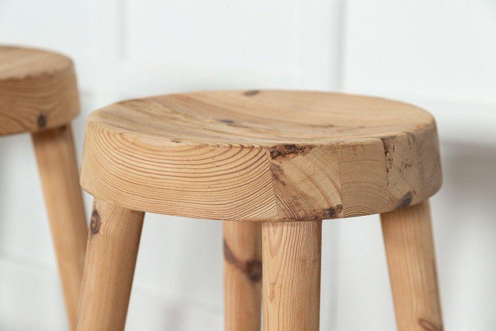 Mid-Century Pine Artists Stools in the style of Charlotte Perriand, Set ...