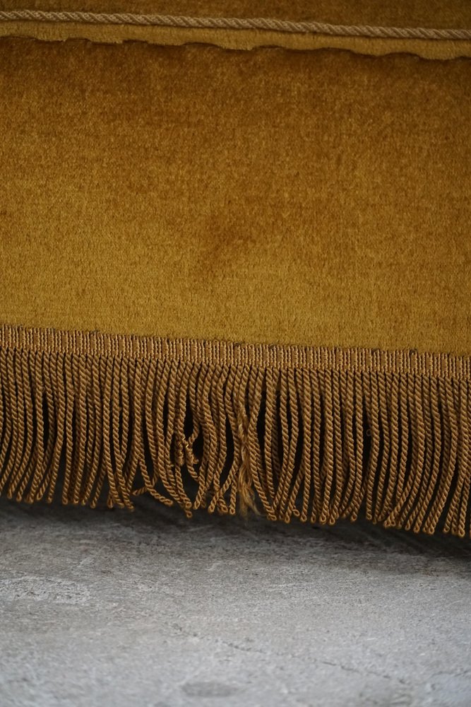 Art Deco Lounge Chairs in Yellow Velour, 1940s, Set of 2 for sale at Pamono