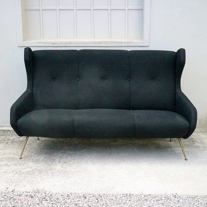 Black Fabric Sofa, 1950s for sale at Pamono