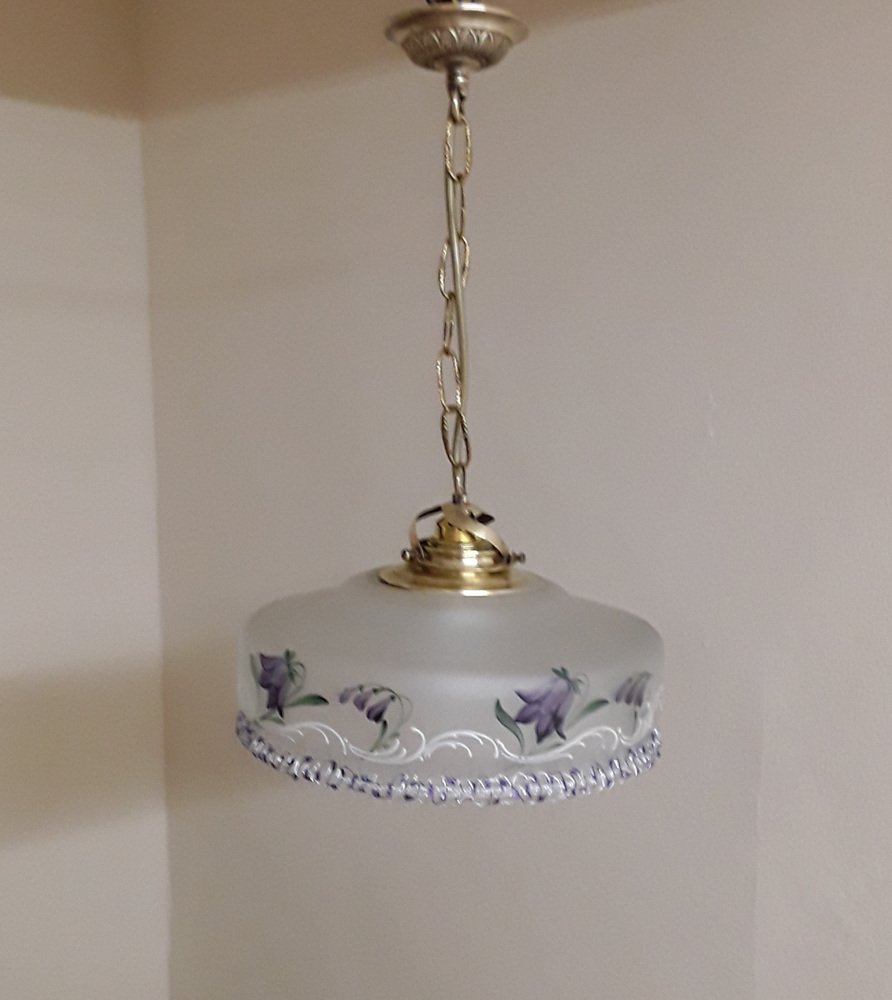 Art Nouveau German Lamp with Hand-Painted Glass Shade with Suitable ...