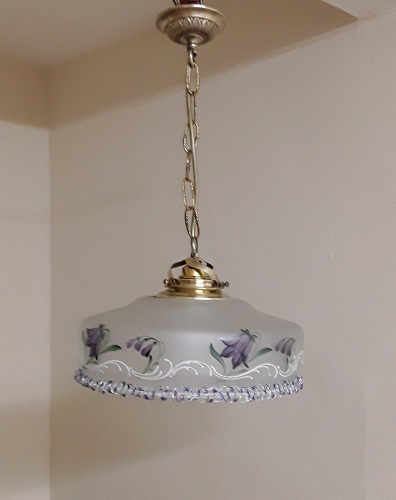 Art Nouveau German Lamp with Hand-Painted Glass Shade with Suitable ...