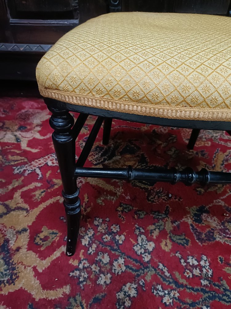 Napoleon III Dining Chair with Yellow Woven Seat for sale at Pamono
