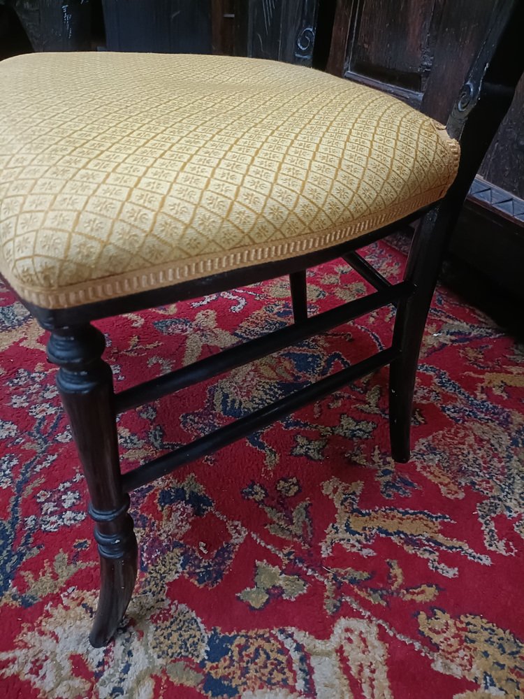 Napoleon III Dining Chair with Yellow Woven Seat for sale at Pamono