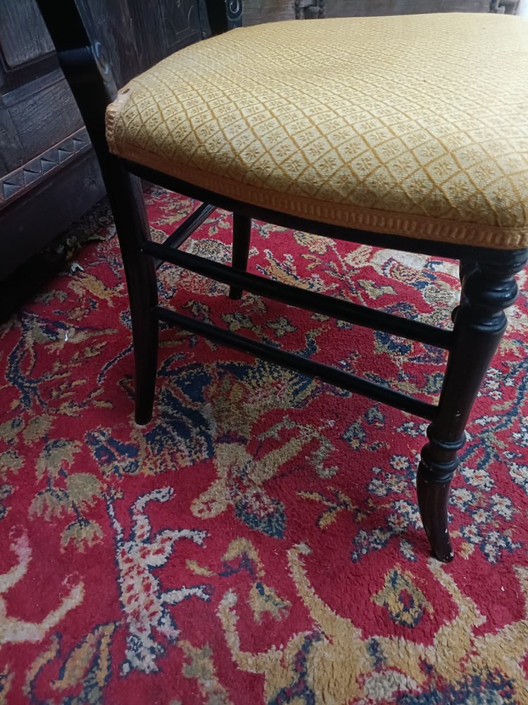 Napoleon III Dining Chair with Yellow Woven Seat for sale at Pamono