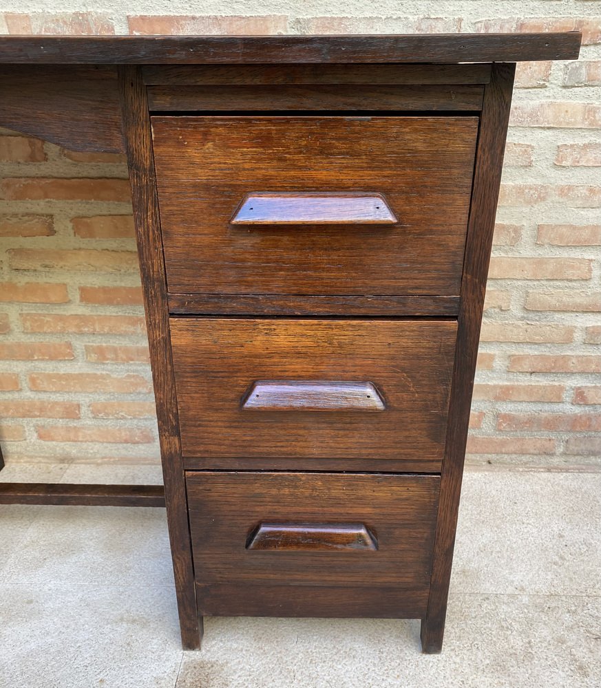 Early 20th Century Spanish Desk or Work Table in Oak Wood with Lateral ...