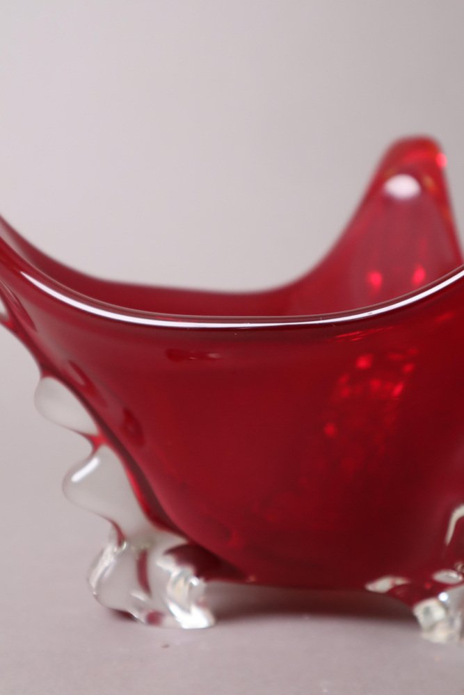 Large Fire-Red Murano Glass Potting Shell for sale at Pamono