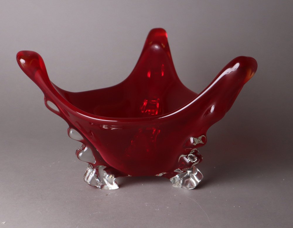Large Fire-Red Murano Glass Potting Shell for sale at Pamono