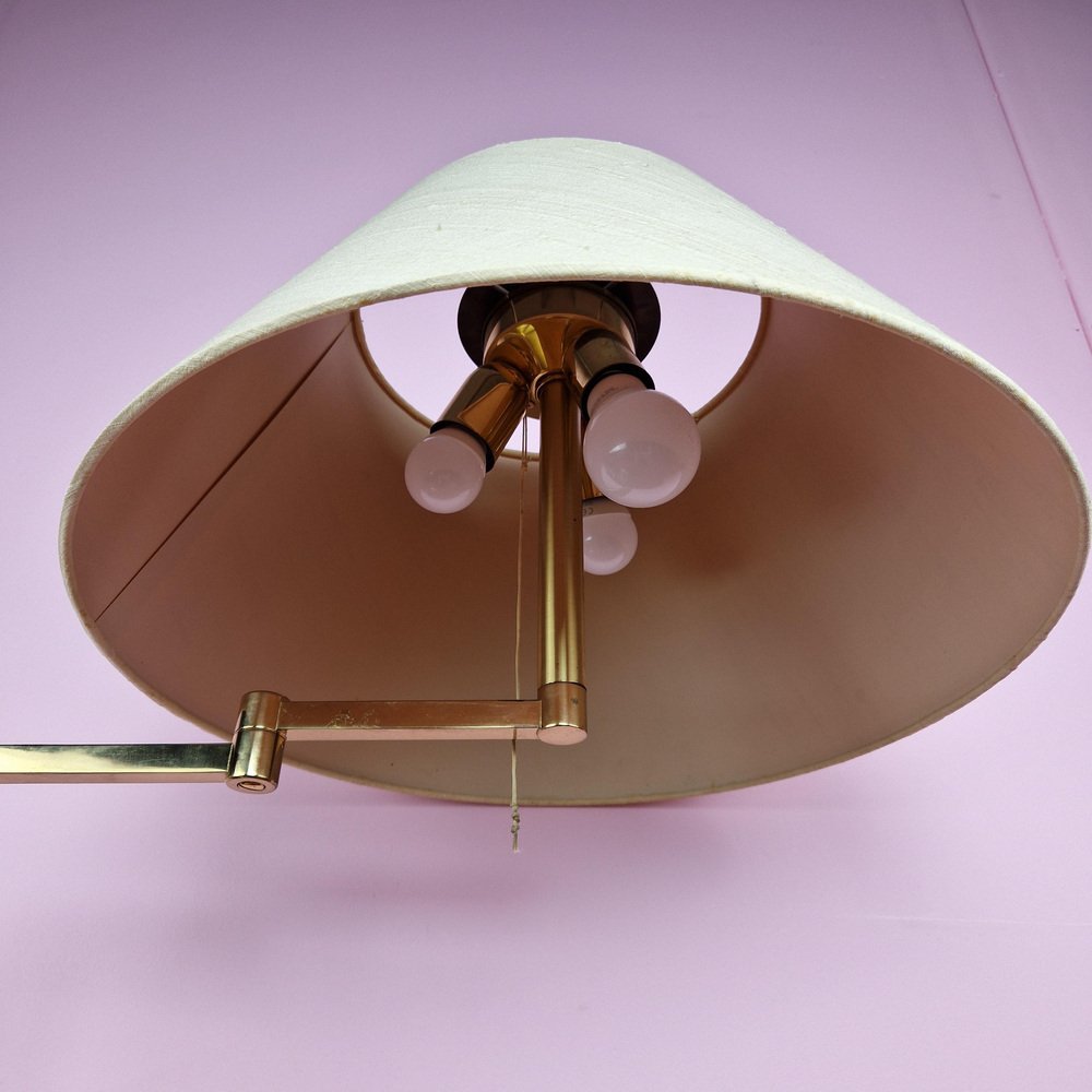 Vintage Swing Arm Table Lamp in Brass from Solken, 1970s for sale at Pamono