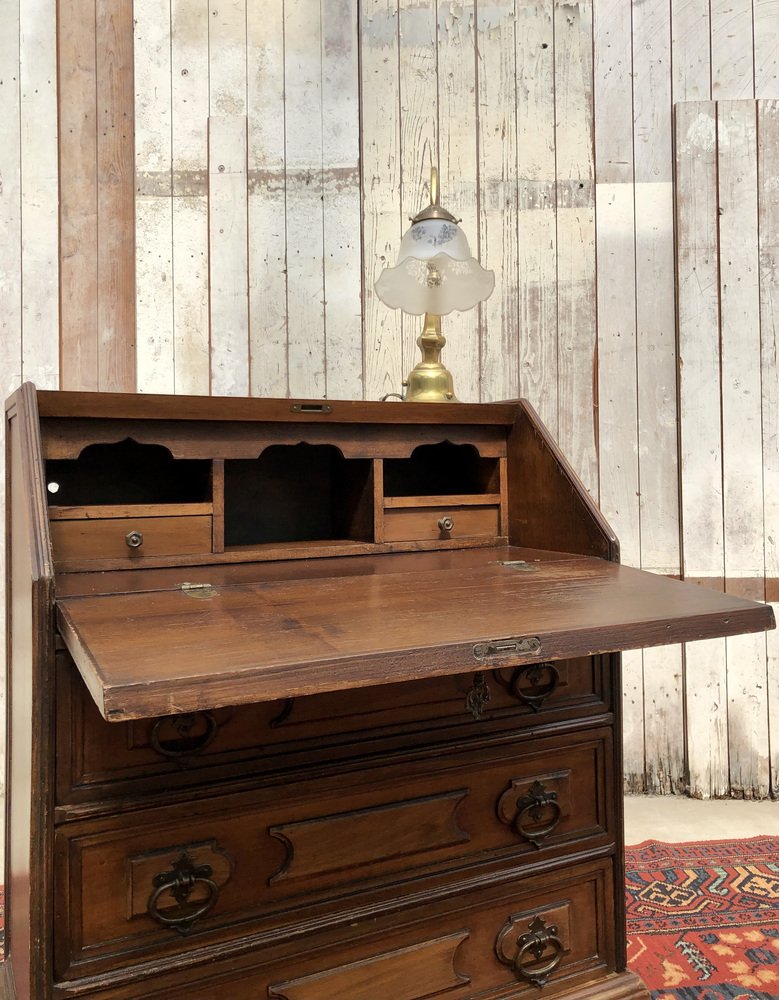 Vintage Oak Front Drop Desk in Georgian Style for sale at Pamono