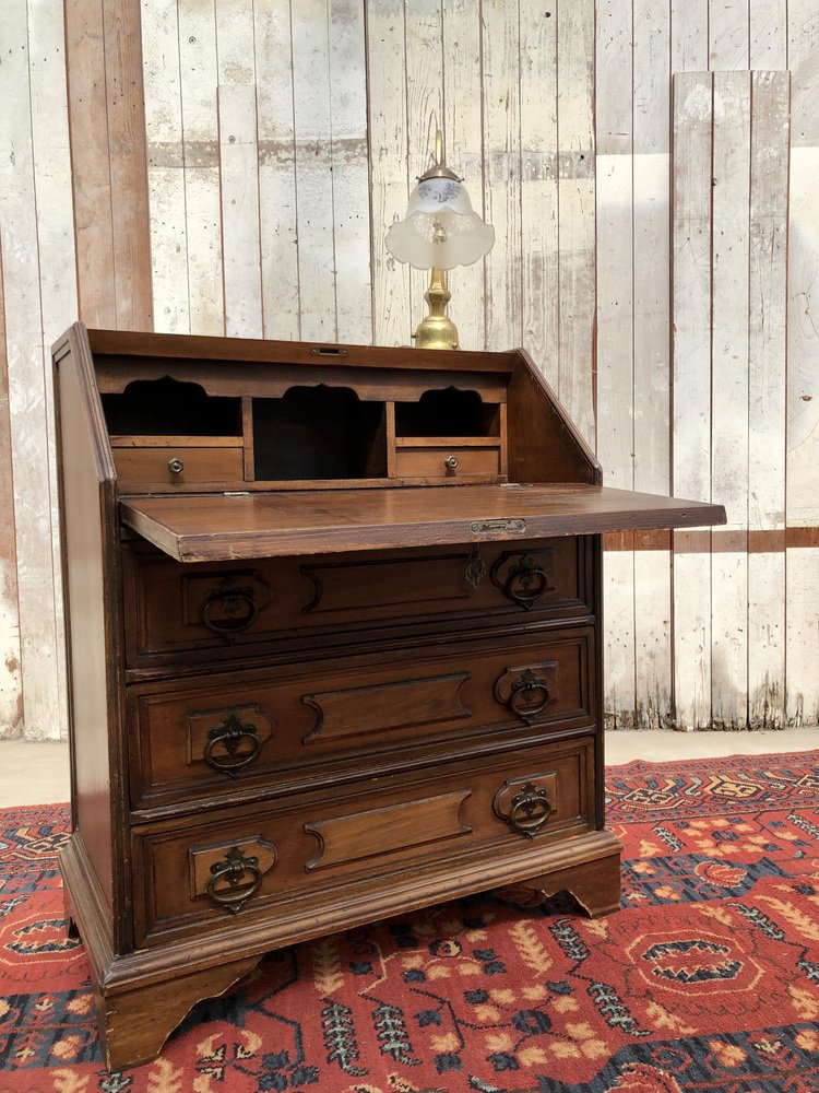 Vintage Oak Front Drop Desk in Georgian Style for sale at Pamono