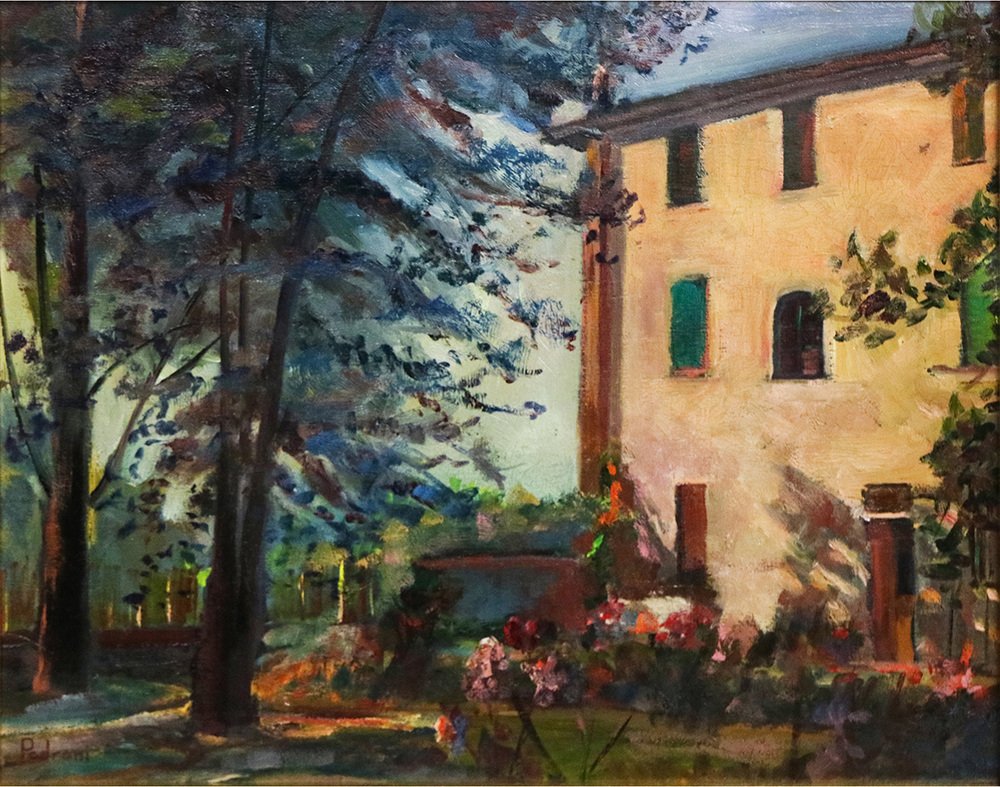 Pedroni, Country House with Garden, 1920s, Oil on Canvas, Framed for ...