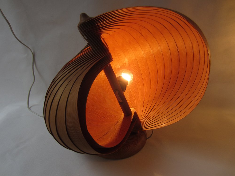 Mid-Century Wood Lamella Lamp, 1960s for sale at Pamono