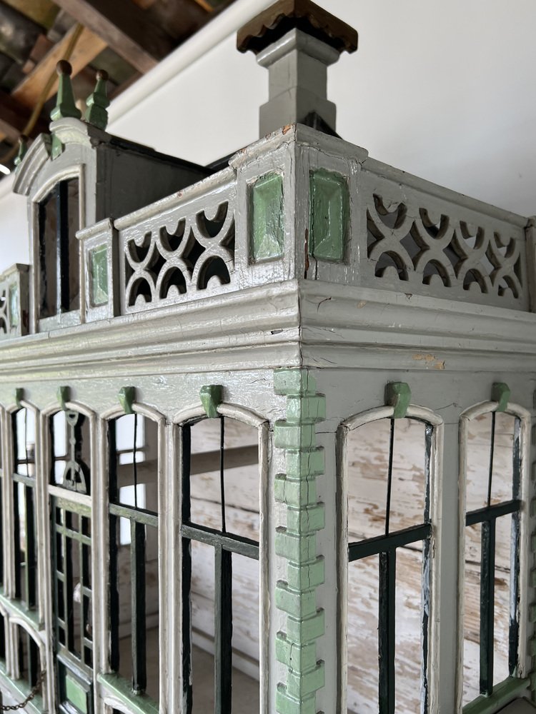 Late 19th Century Dutch Handmade Wooden Bird Cage Dutch Mansion, 1890s ...