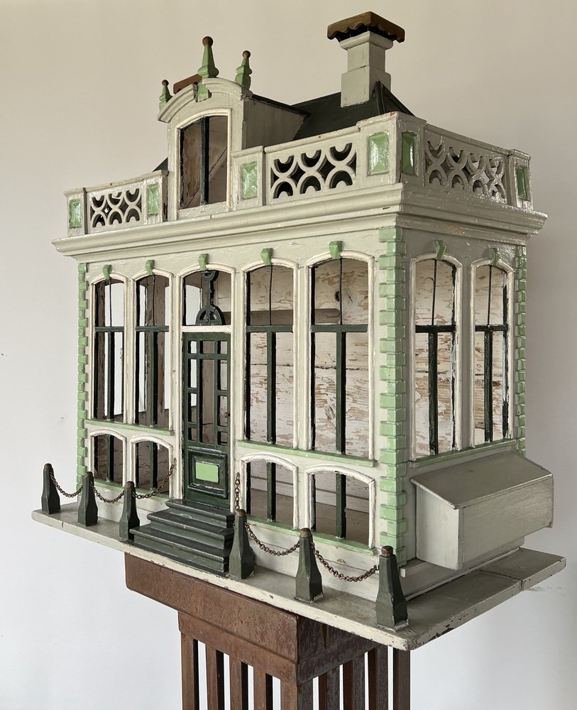 Late 19th Century Dutch Handmade Wooden Bird Cage Dutch Mansion, 1890s ...