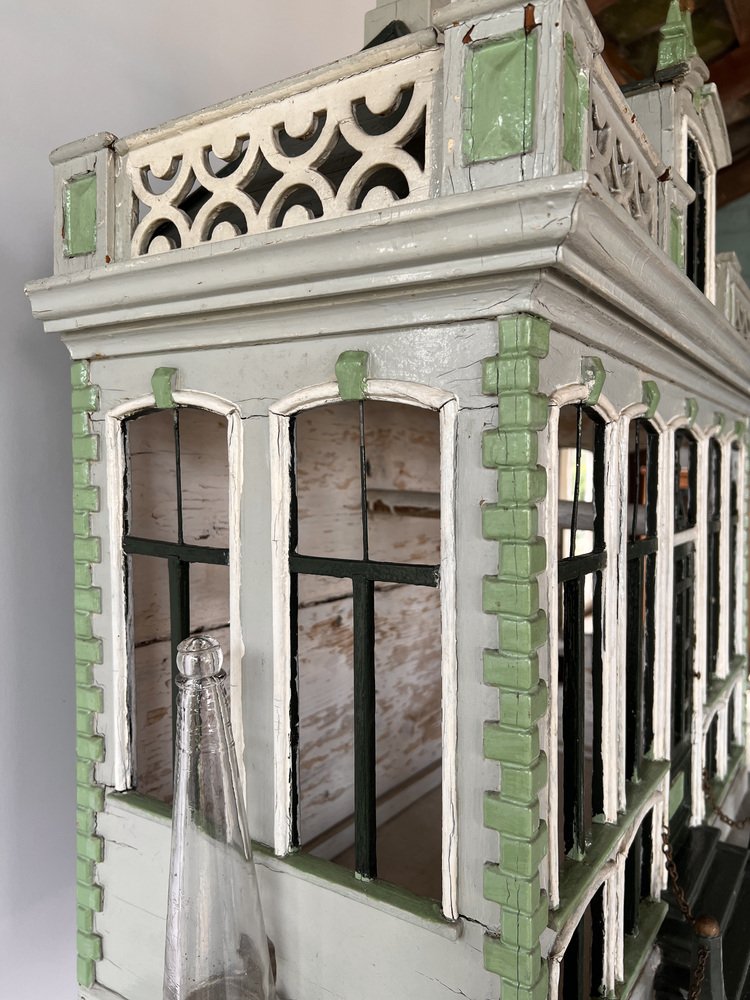 Late 19th Century Dutch Handmade Wooden Bird Cage Dutch Mansion, 1890s ...