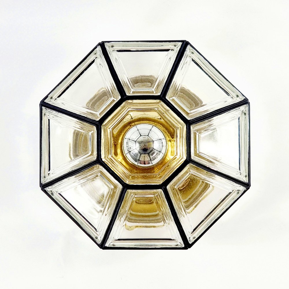 Mid-Century Minimalist Glass & Iron Flush Mounts / Ceiling Lights from ...