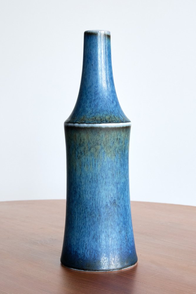 Blue Stoneware Vase in Harfur Glaze by Carl-Harry Stålhane for ...