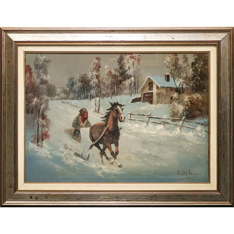 Victor Orlow, Winter in the Steppe, 1950s, Oil on Canvas, Framed for ...