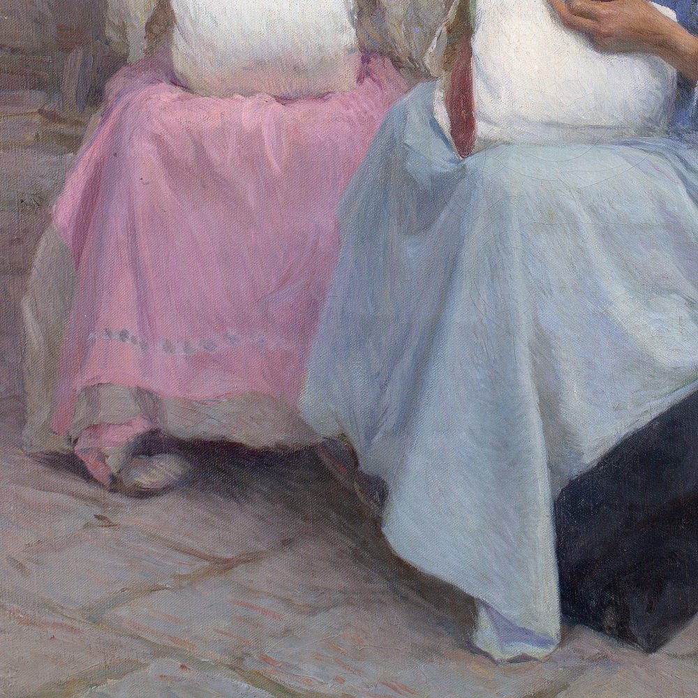 Karl Feiertag, Lacemakers at Burano, Venice, 1890s, Paint & Canvas for ...
