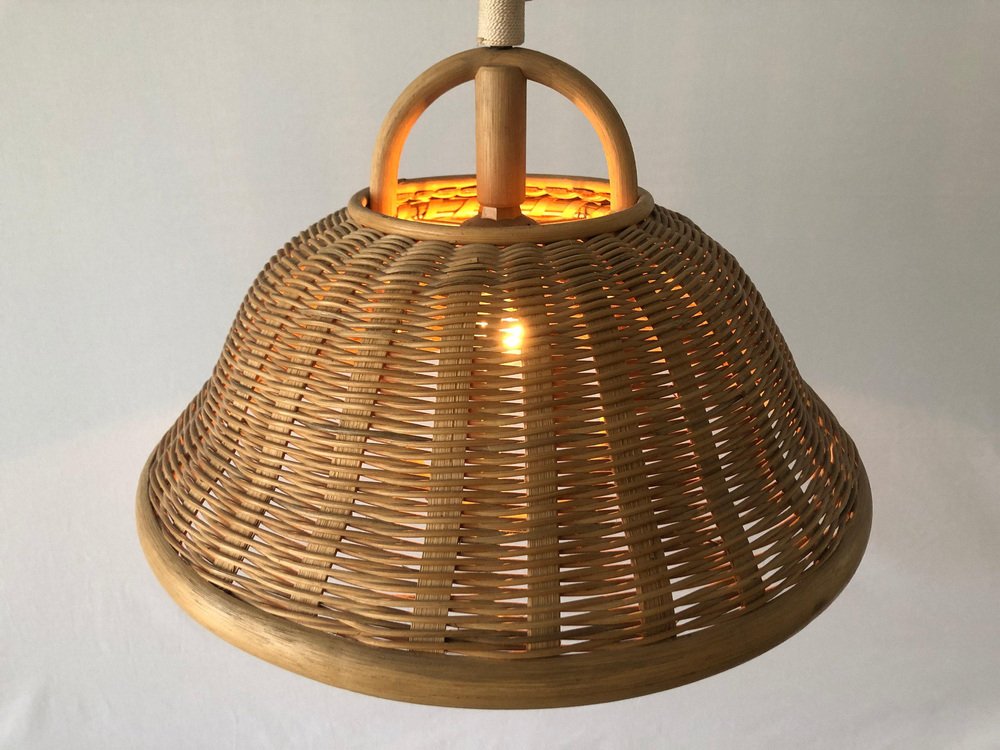 Large Wicker Adjustable Shade Pendant Lamp, Germany, 1960s for sale at ...