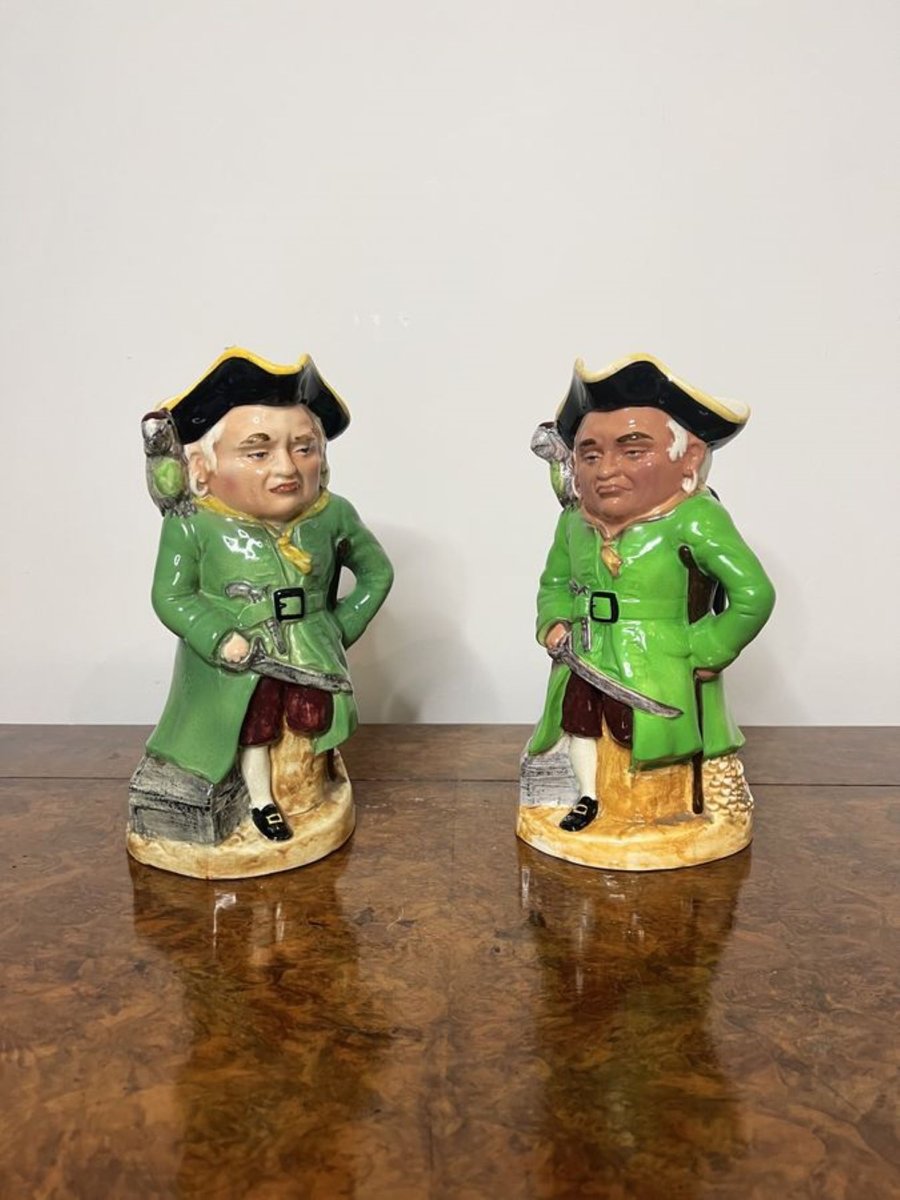 Antique Quality Staffordshire Toby Jugs, 1880s, Set of 2 for sale at Pamono