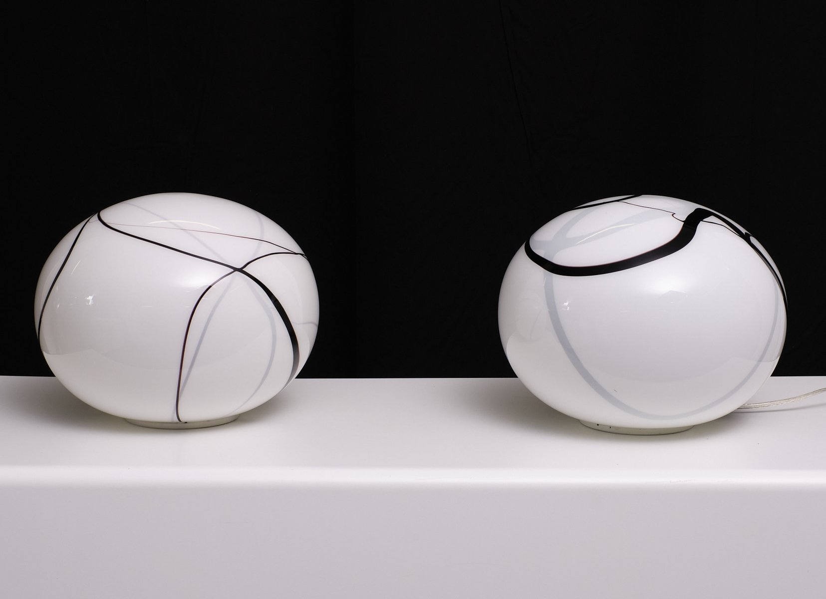 Dutch Glass Zebra Table Lamps by Zijlstra Tiel, 1987, Set of 2 for sale ...