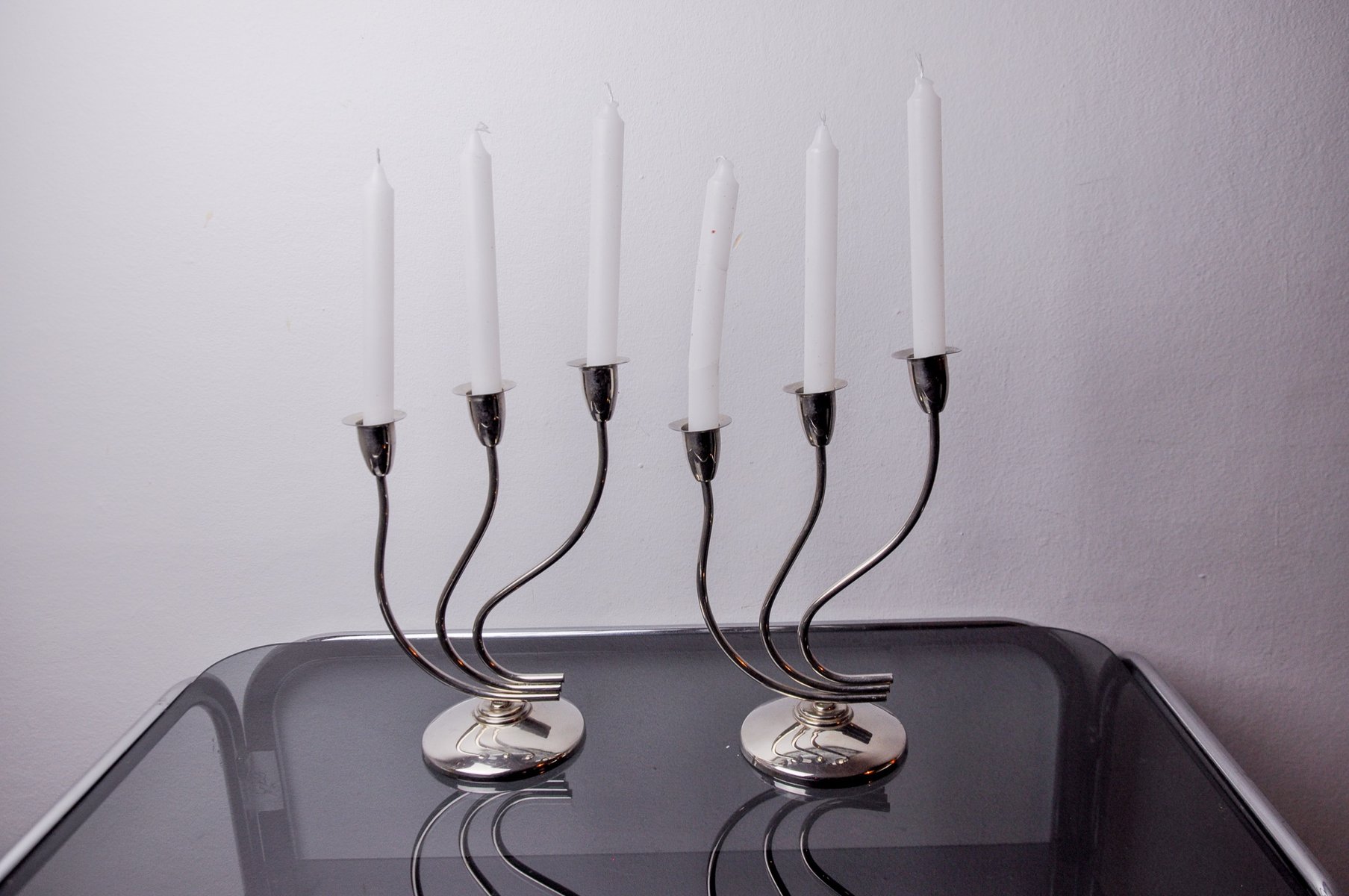 Art Deco Candlesticks in Stainless Steel, Spain, 1970s, Set of 2 for ...