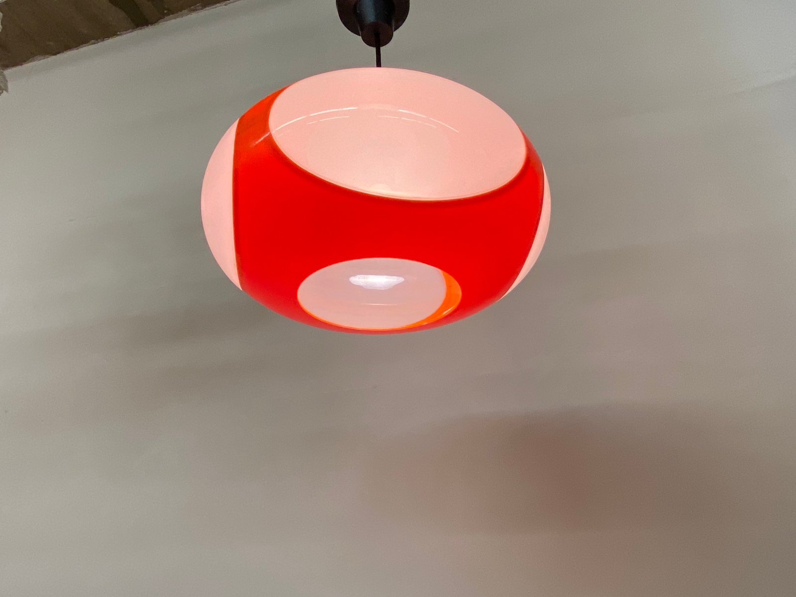 Vintage Orange and White Space Age UFO Ceiling Lamp Pendant from ...
