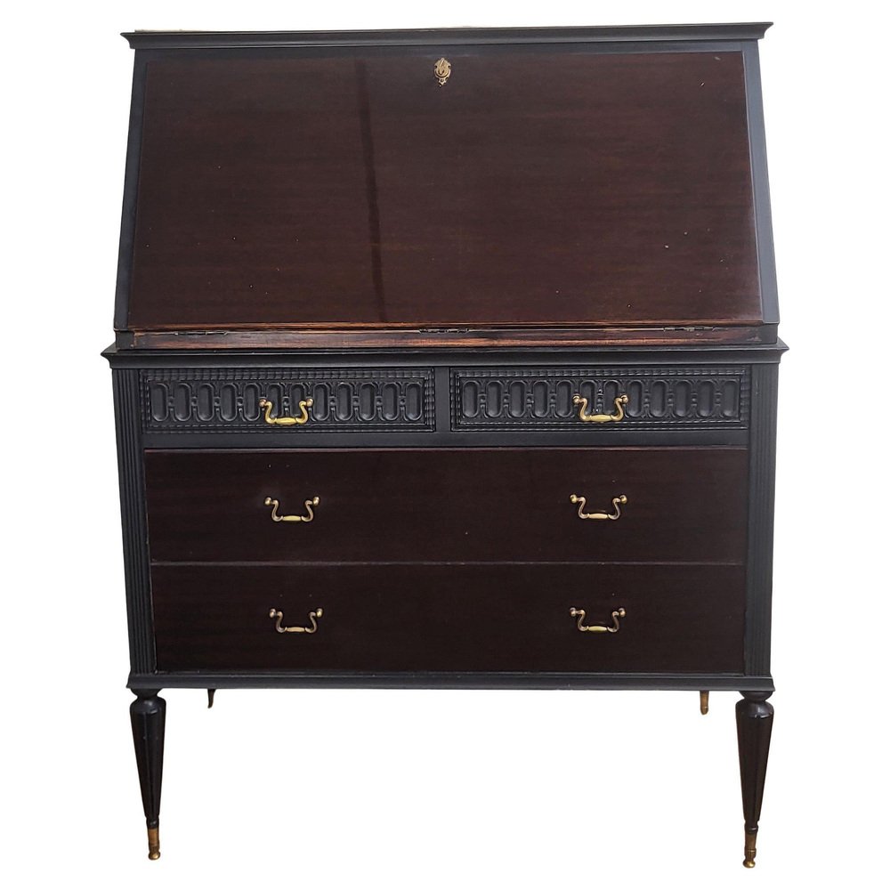 Italienischer Art Deco Sekretär aus Nussholz, 1960er bei Pamono kaufen