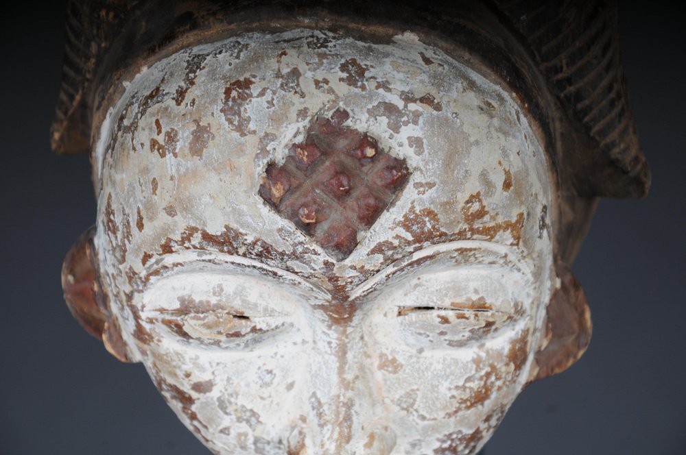 Antique Carved Wooden Face Mask for sale at Pamono