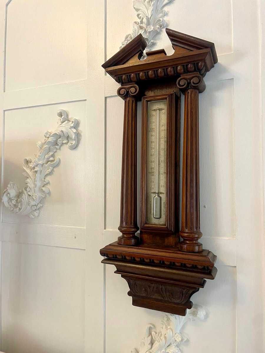 Large Victorian Carved Oak Thermometer, 1870s for sale at Pamono
