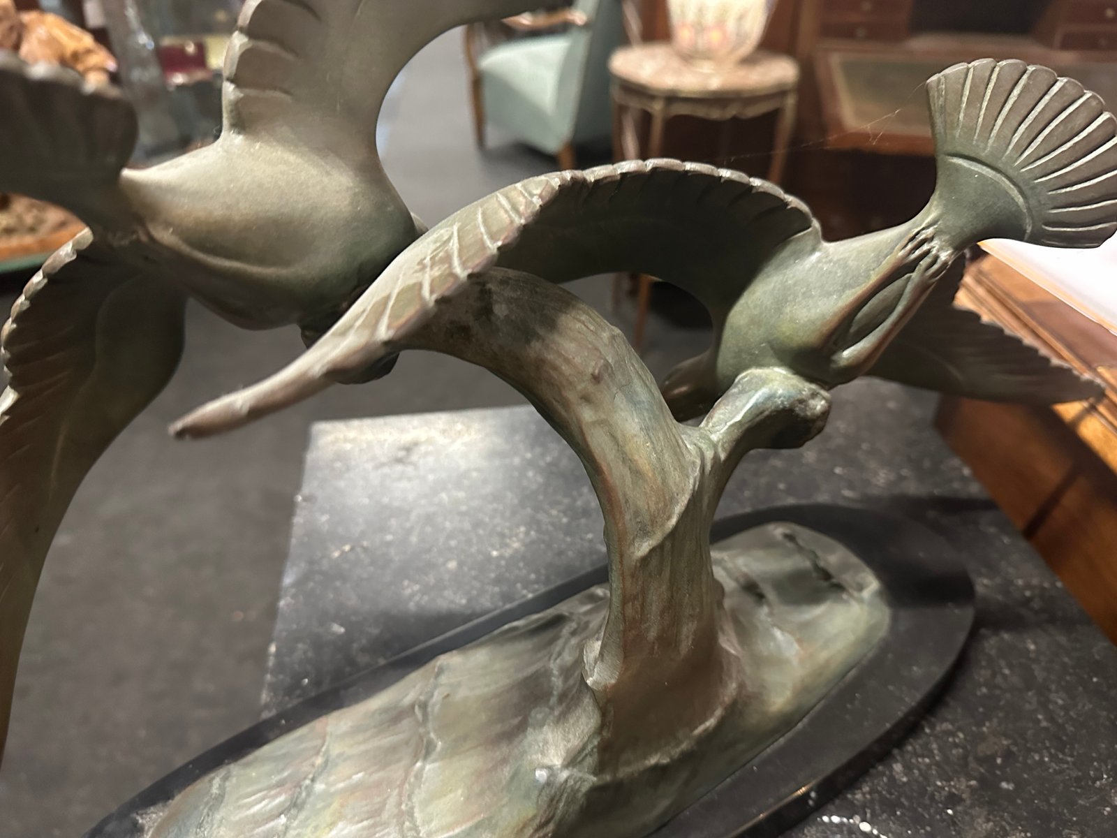 Bronze Seagull on Marble Base, 1920s for sale at Pamono