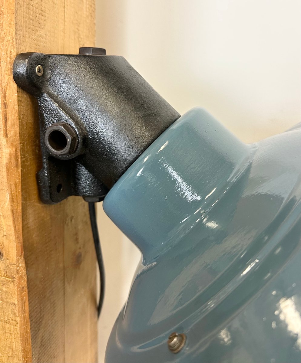 Industrial Blue Painted Factory Wall Light from Elektrosvit, 1960s for ...