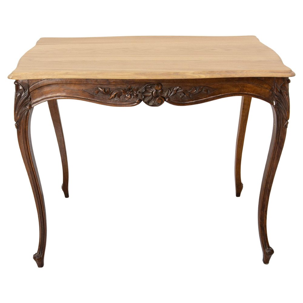French Louis XV Style Walnut & Oak Side Table with Hidden Drawer, 1900s ...