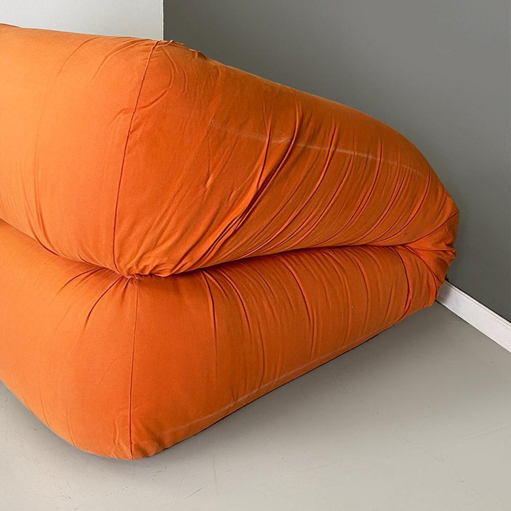Modern Italian Orange Fabric Openable Sofa Bed, 1980s for sale at Pamono